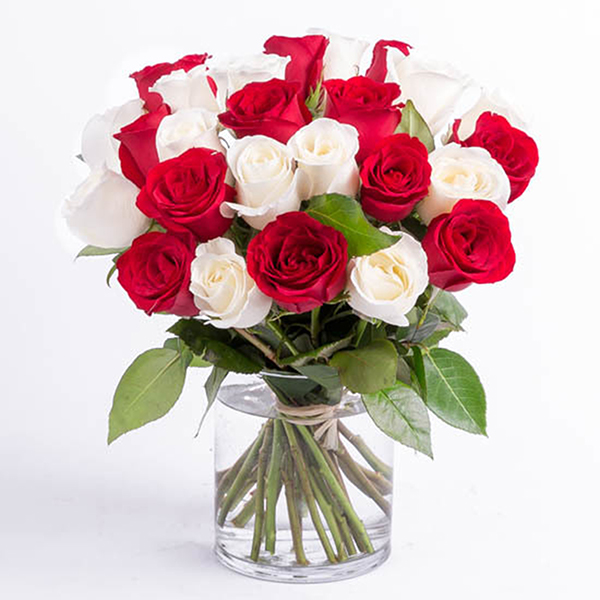 Buy Lovely Red and White Roses Bouquet Online - Wenghoa