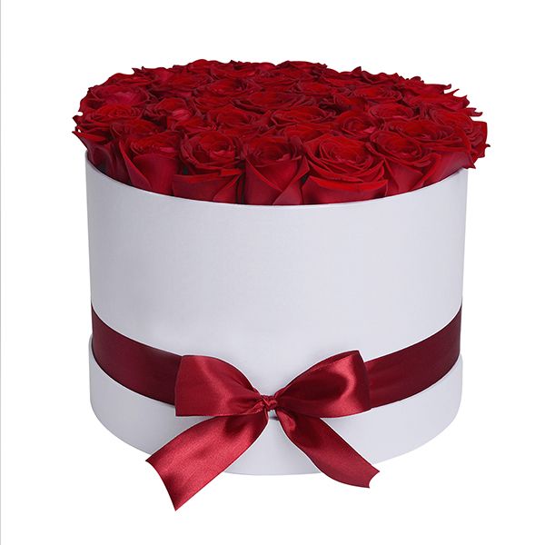 White Box of Red Roses | Buy Red Rose Bouquet Online