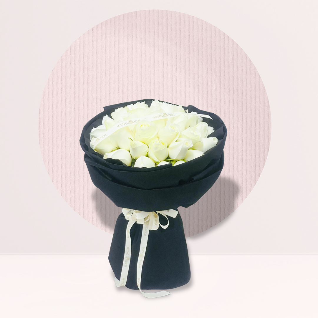 Angelic White Rose Bouquet | Black Tulip Flowers Wenghoa