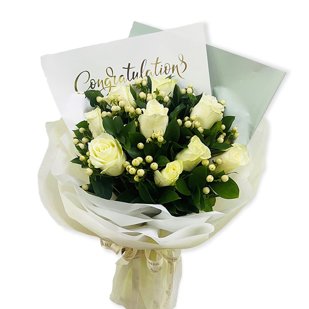Order White Rose Bouquet Online | Petaling Street Florist KL