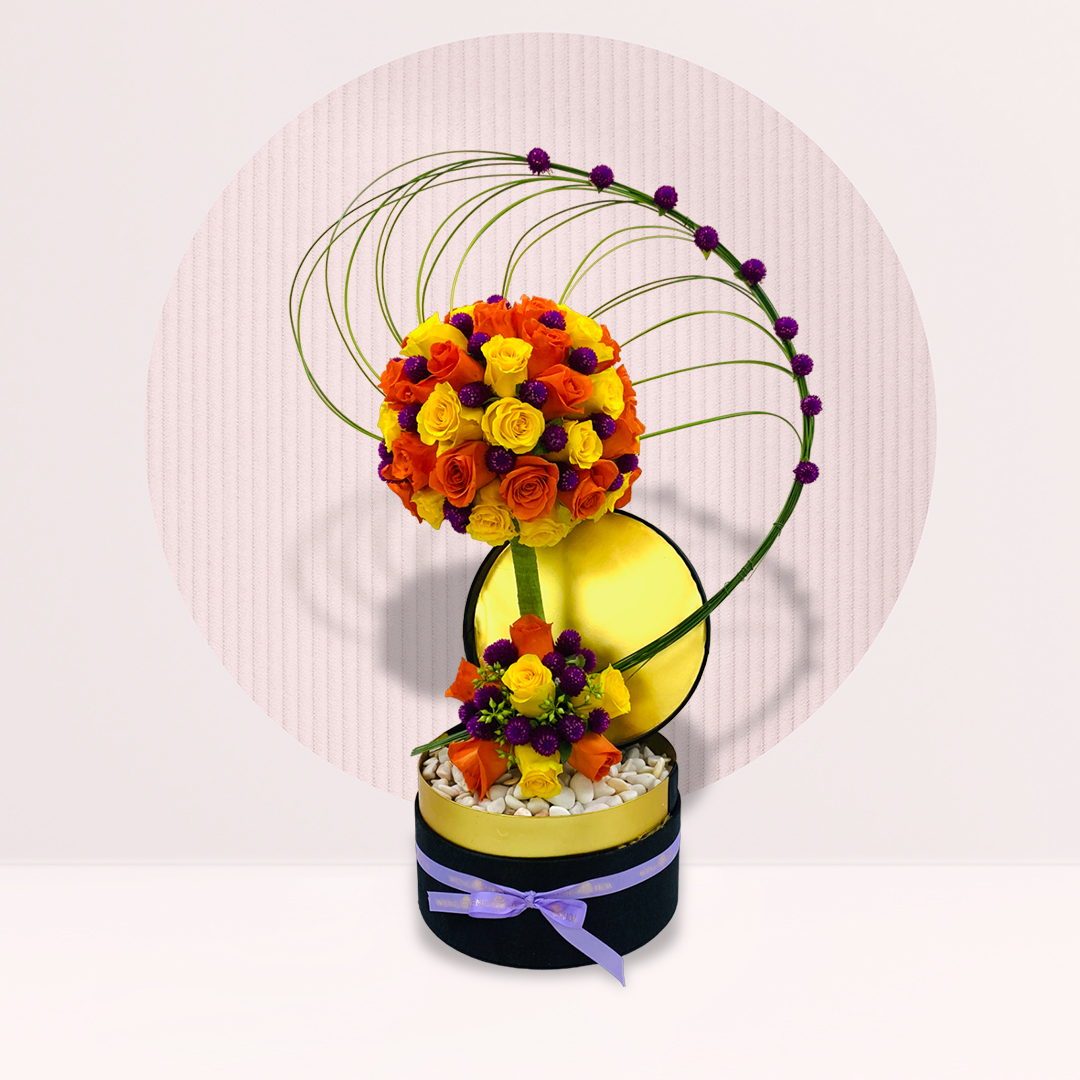 Buy Round Bouquet Box Online | Send Happy Deepavali Flower Box