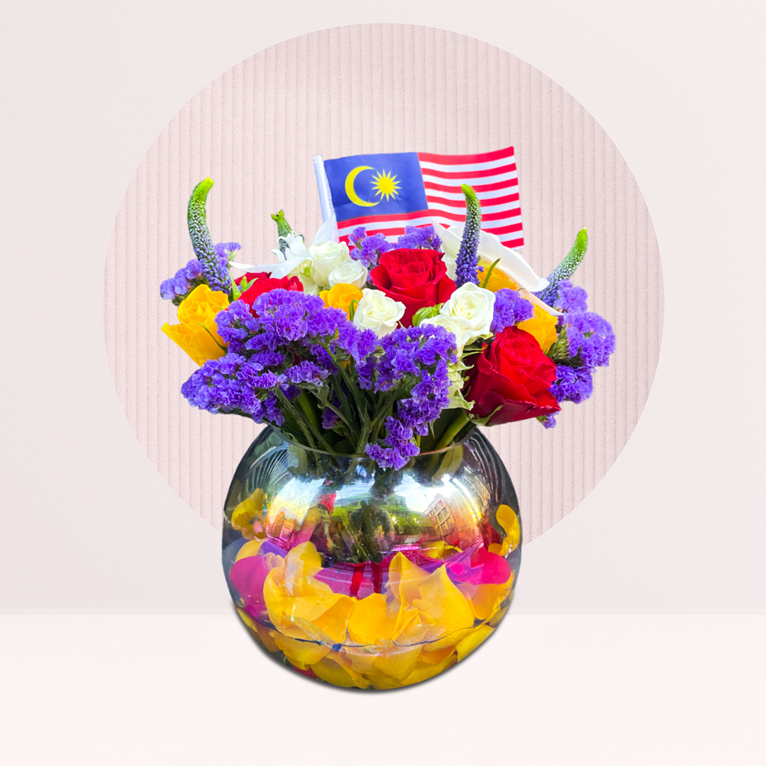 Buy Malaysia Day Rose Bowl Online | Kedai Bunga Pasar Seni